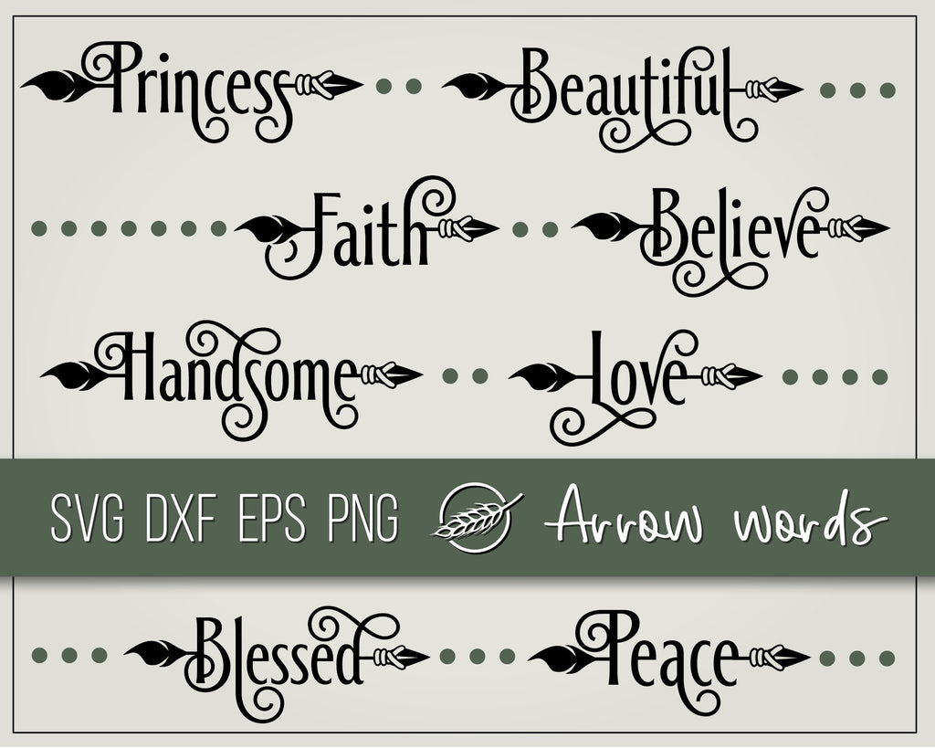 Beautiful arrow words - SVG cut files - So Fontsy