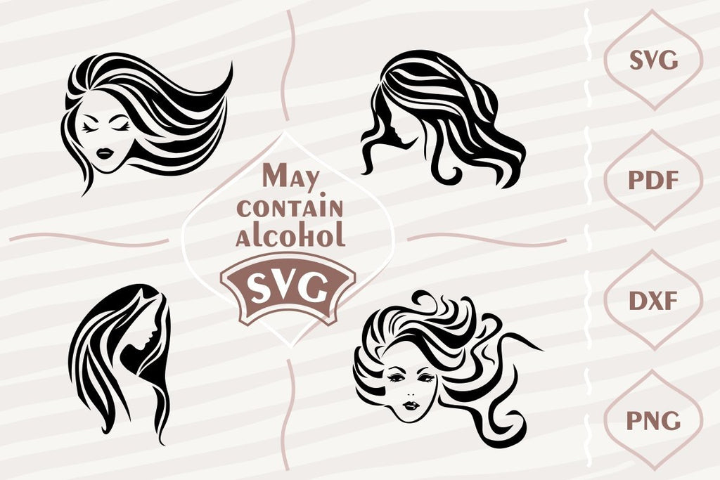Beautiful face and hair - SVG bundle - So Fontsy