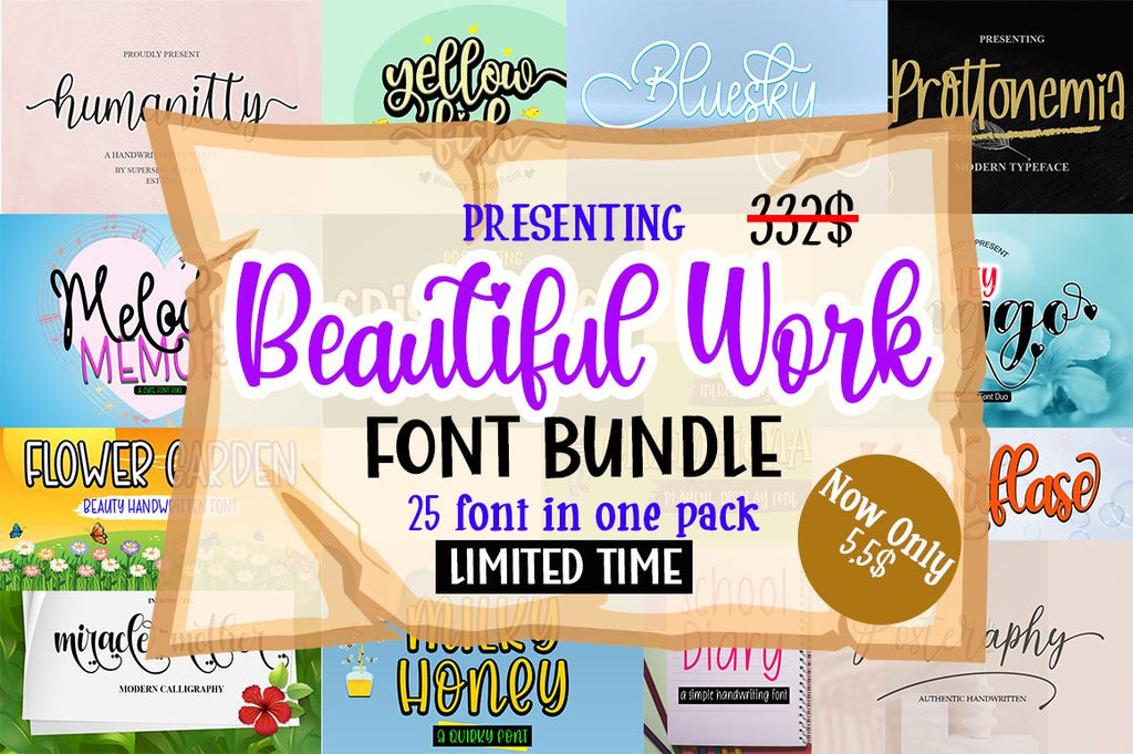 Beautiful Work Font Bundle - So Fontsy