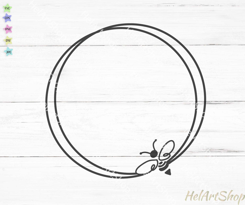 Bee Frame SVG, Circle Monogram Frame SVG - So Fontsy