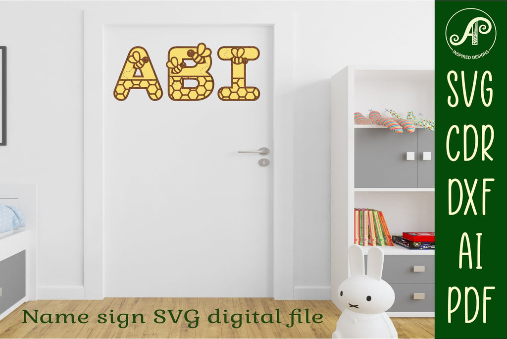 Bee letters alphabet set. 43 layered letters. - So Fontsy