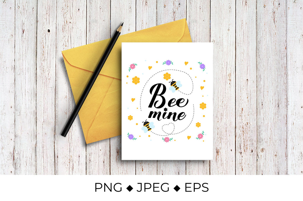 Bee Mine calligraphy hand lettering. Valentines pun - So Fontsy