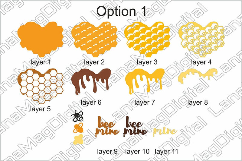 Bee mine svg layered Love honey heart SVG Valentines day svg - So Fontsy