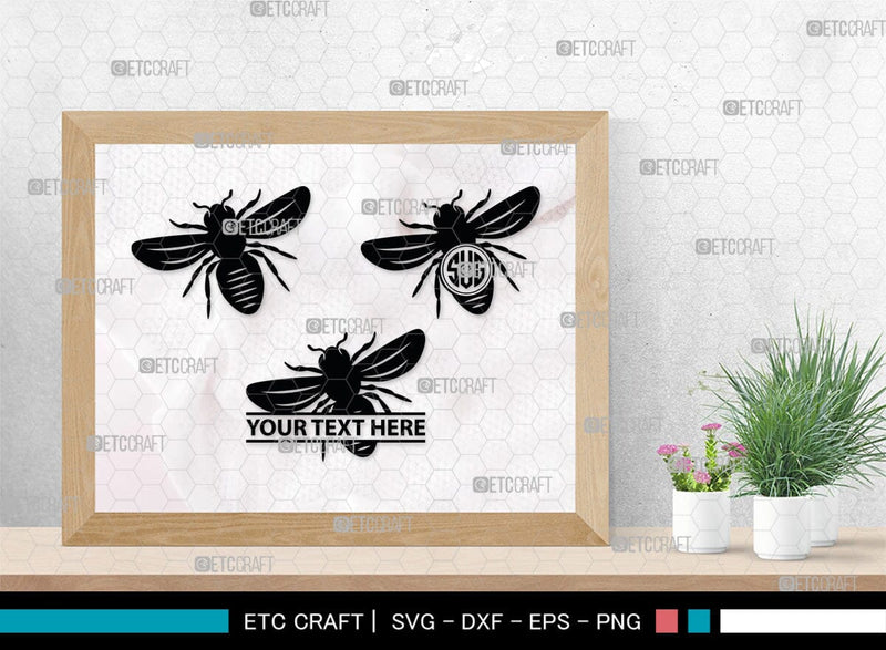 Bee Monogram, Bee Silhouette, Bee SVG, Beehive Svg, Bee Insect Svg ...
