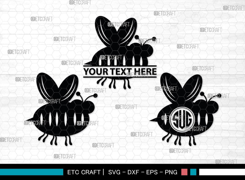 Bee Monogram, Bee Silhouette, Bee SVG, Beehive Svg, Bee Insect Svg ...