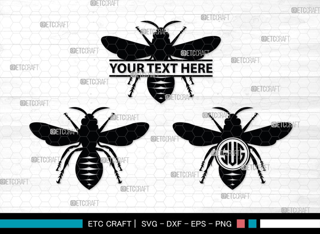 Bee Monogram, Bee Silhouette, Bee SVG, Beehive Svg, Bee Insect Svg ...
