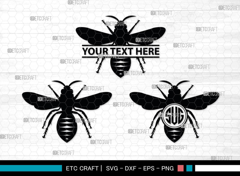Bee Monogram, Bee Silhouette, Bee SVG, Beehive Svg, Bee Insect Svg ...