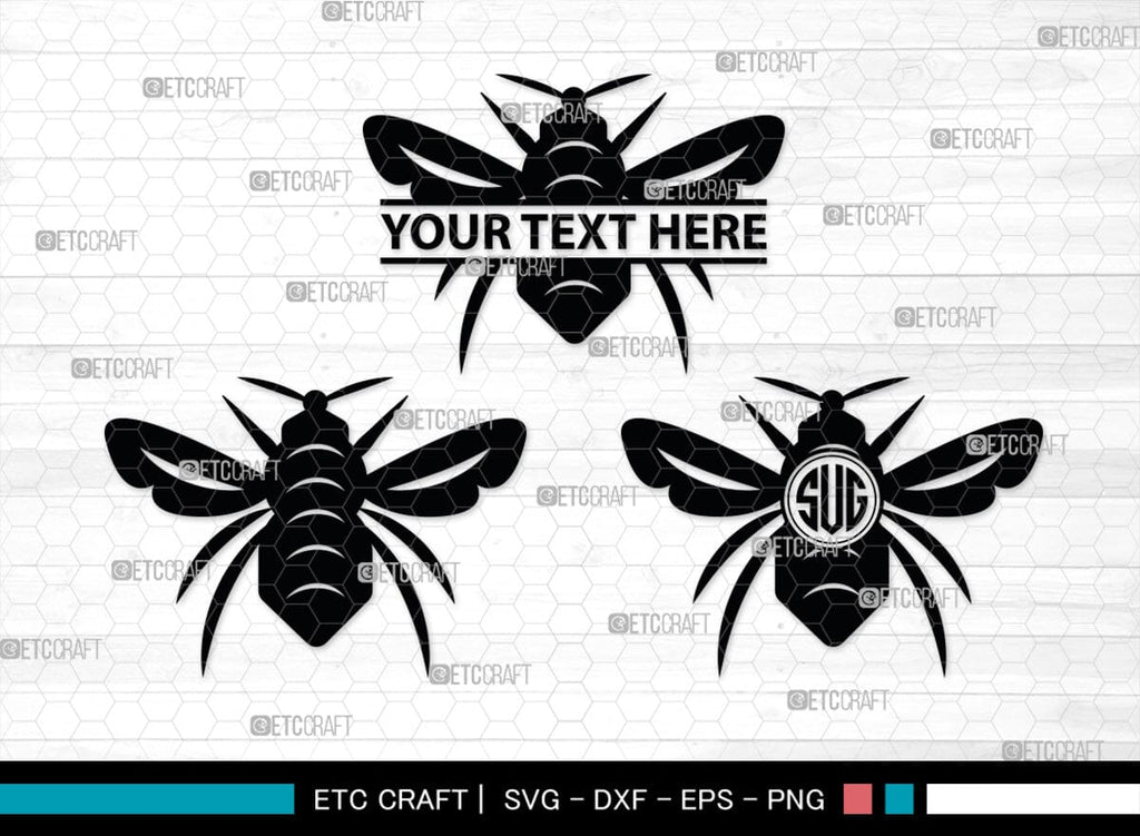 Bee Monogram, Bee Silhouette, Bee SVG, Beehive Svg, Bee Insect Svg ...