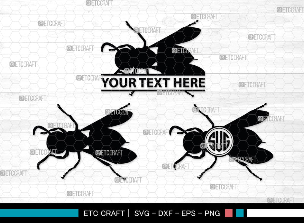 Bee Monogram, Bee Silhouette, Bee SVG, Beehive Svg, Bee Insect Svg ...