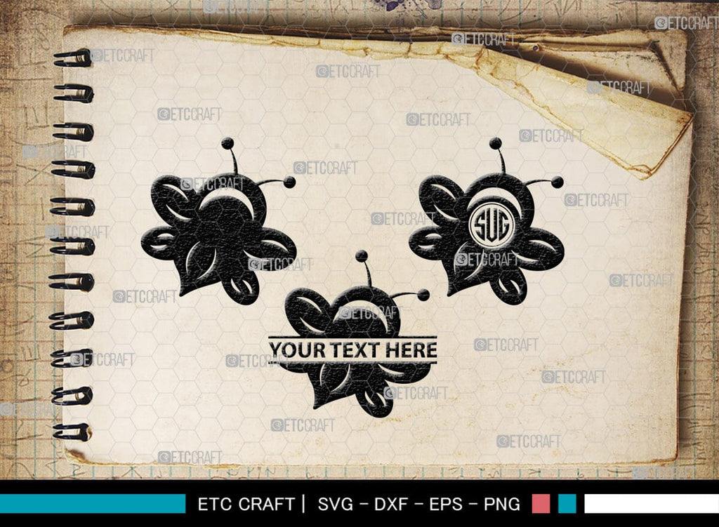 Bee Monogram, Bee Silhouette, Bee SVG, Beehive Svg, Bee Insect Svg ...