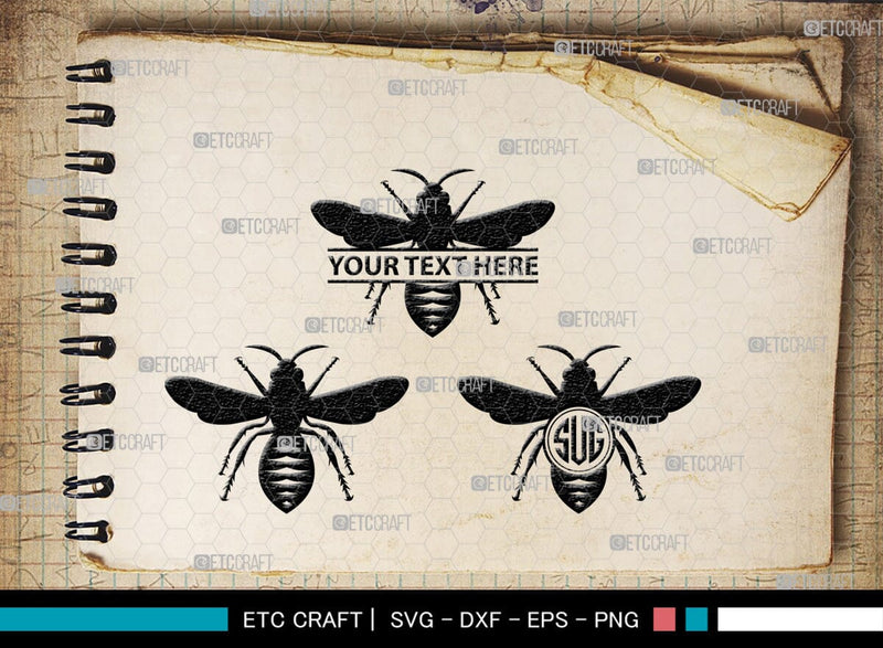 Bee Monogram, Bee Silhouette, Bee SVG, Beehive Svg, Bee Insect Svg ...
