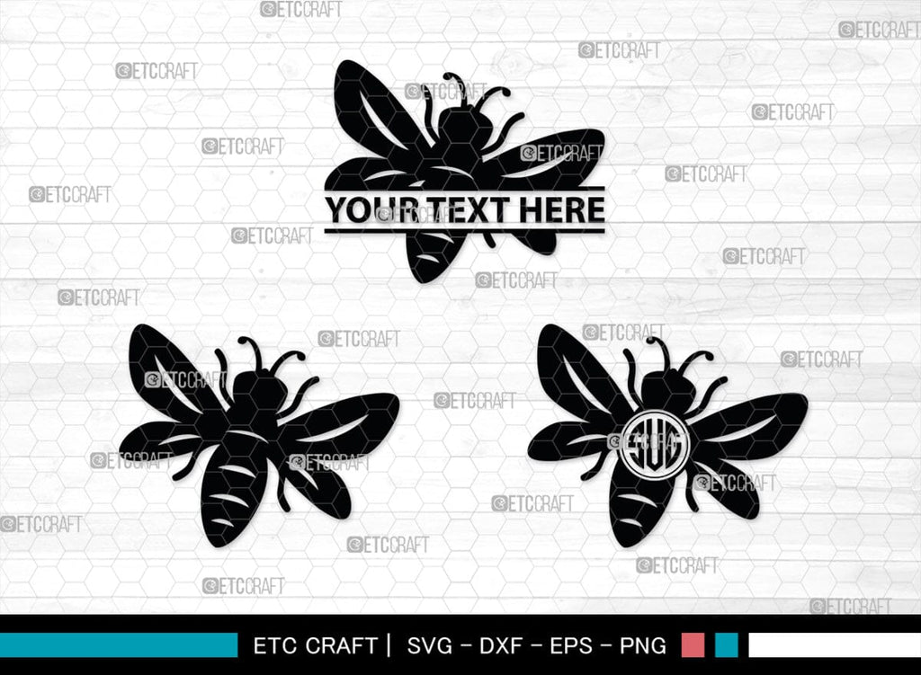 Bee Monogram, Bee Silhouette, Bee SVG, Beehive Svg, Bee Insect Svg ...