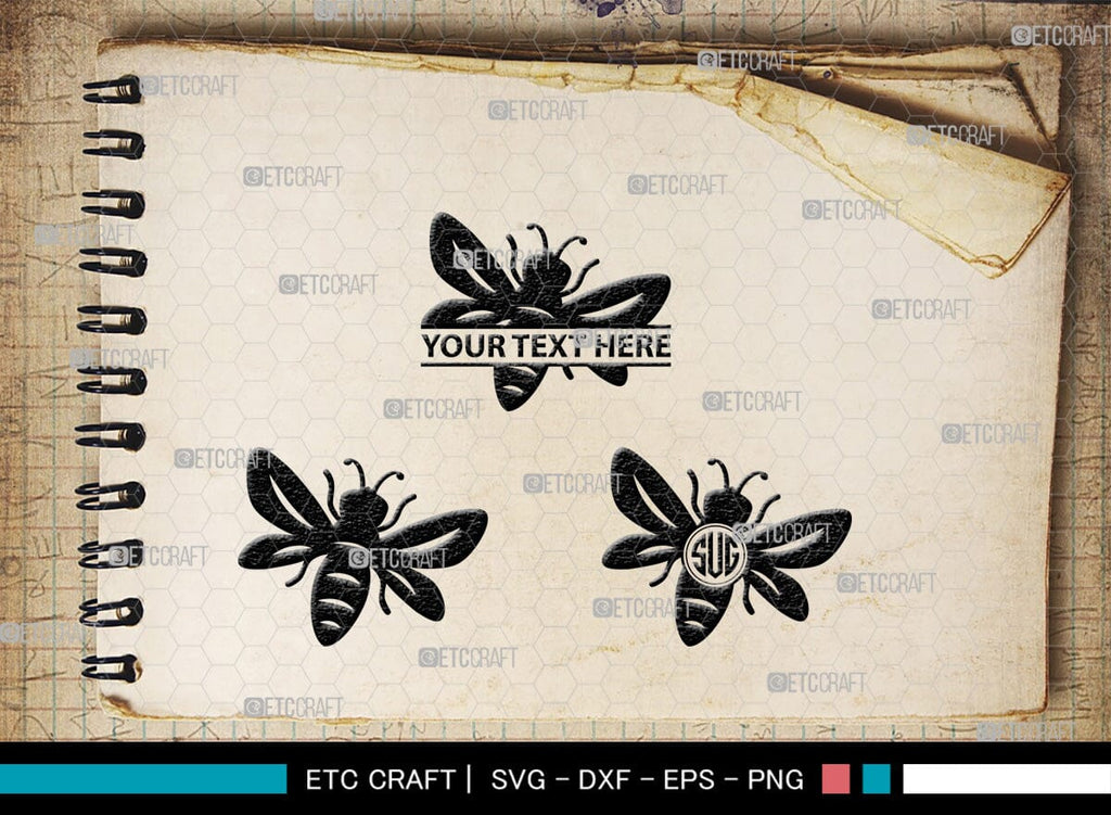 Bee Monogram, Bee Silhouette, Bee SVG, Beehive Svg, Bee Insect Svg ...