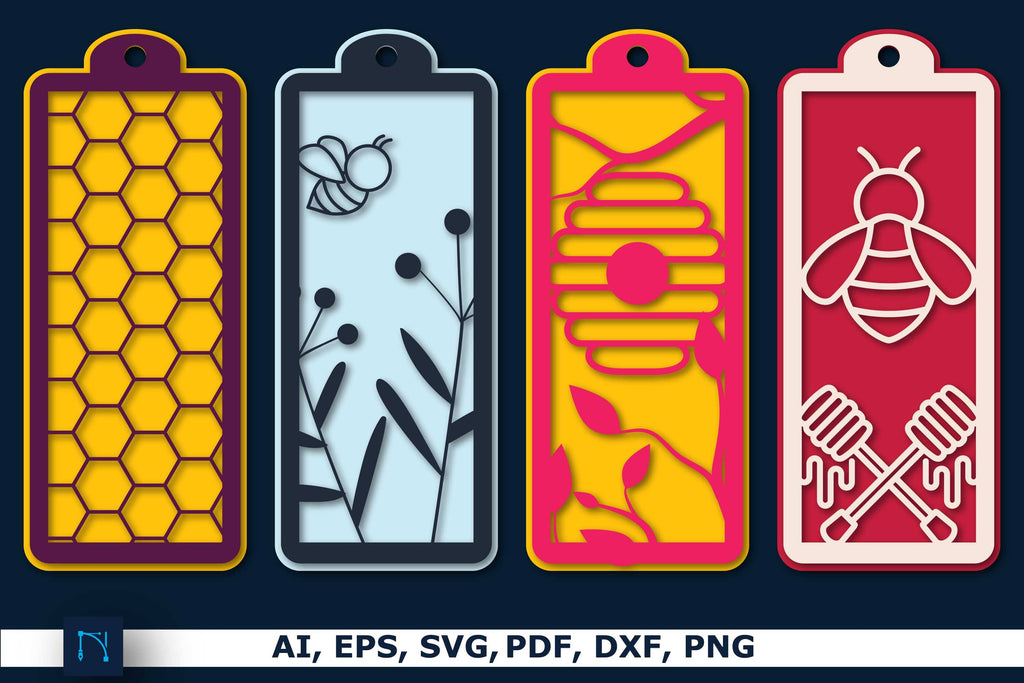 Bee Papercut Bookmarks SVG File Bundle - So Fontsy