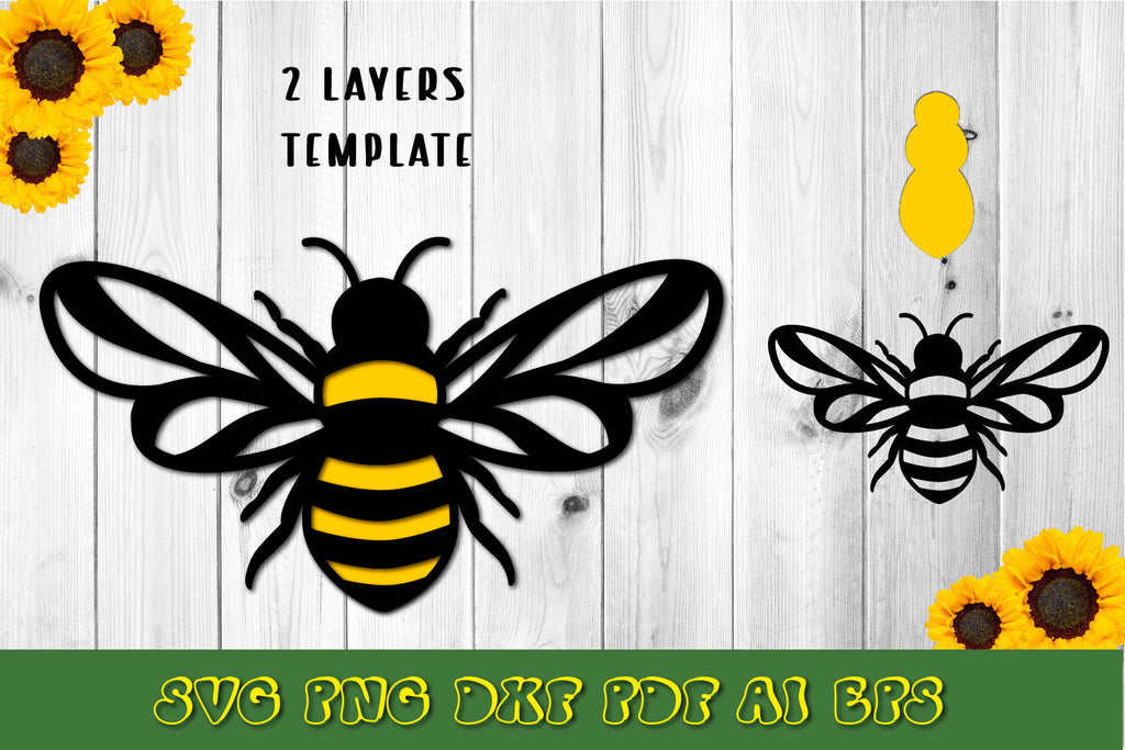 Bee SVG. 3D Layered SVG. 3D Bee. Cut Template. - So Fontsy
