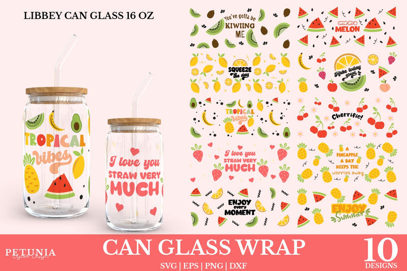 Beer Can Glass Wrap SVG Bundle | Glass Can Wrap SVG - So Fontsy