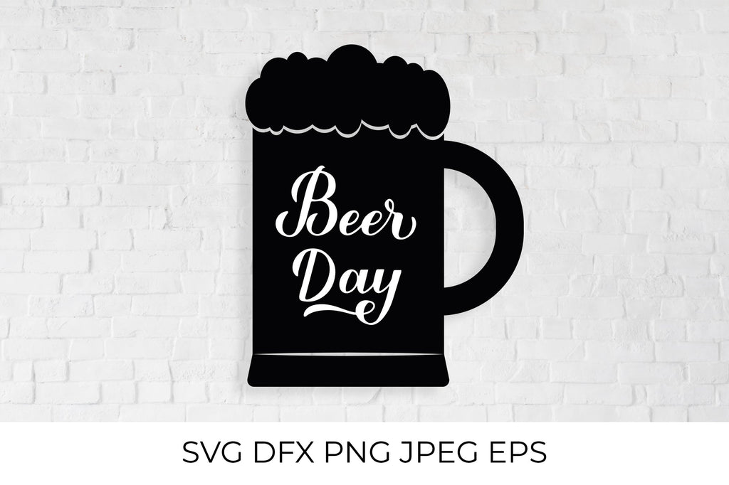 Beer day calligraphy hand lettering on mug. - So Fontsy