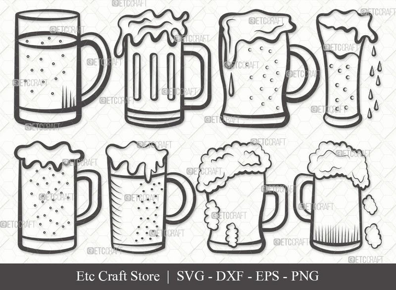 Beer Mug Outline SVG Cut File | Beer Svg | Beer Clink Svg | Beer Glass ...