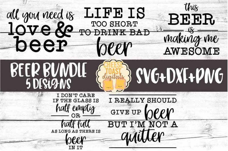 Beer Sign Bundle - 5 Designs - Beer SVG PNG DXF Cut Files - So Fontsy