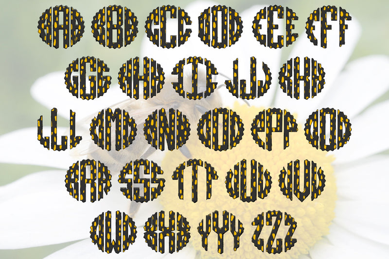 Bees Monogram PNG, Summer Bees Alphabet Doodle Set - So Fontsy