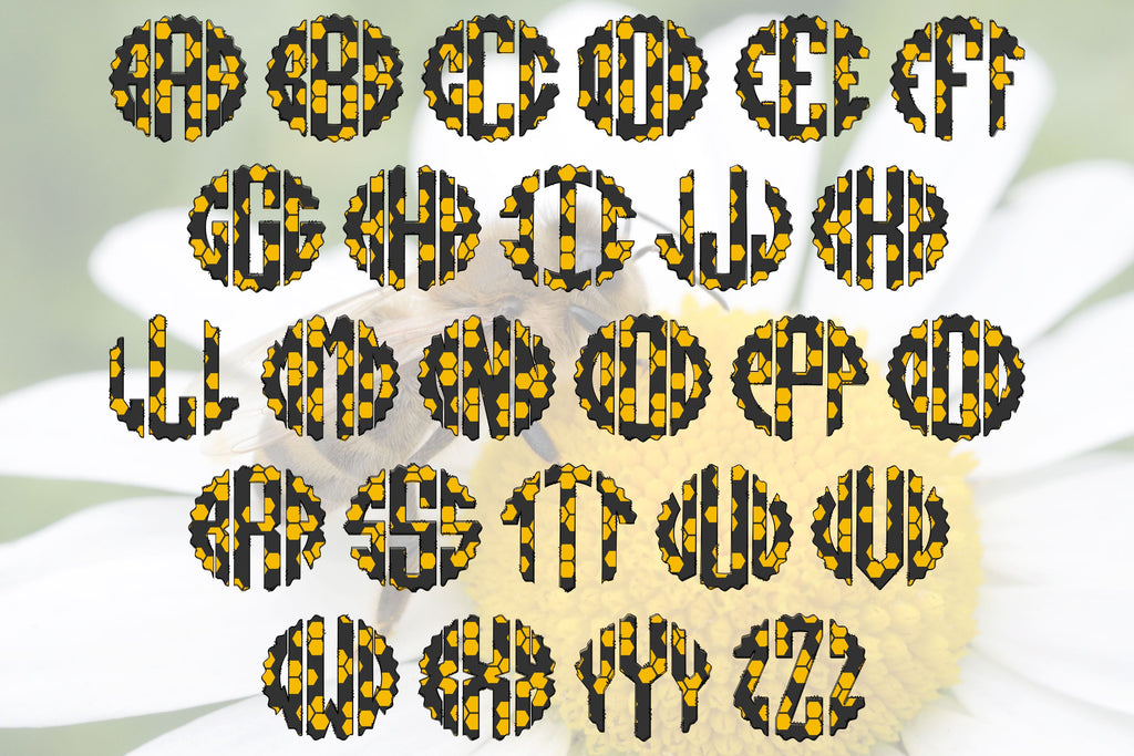 Bees Monogram PNG, Summer Bees Alphabet Doodle Set - So Fontsy