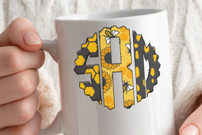 Bees Monogram PNG, Summer Bees Alphabet Doodle Set - So Fontsy