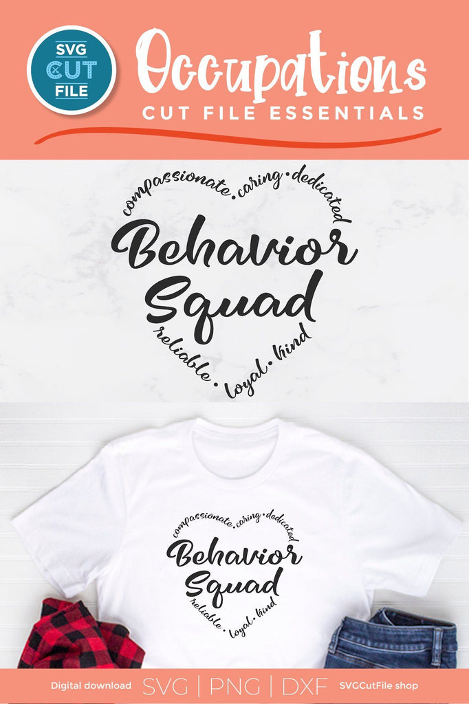 Behavior svg squad with heart shape for cutting machines - So Fontsy