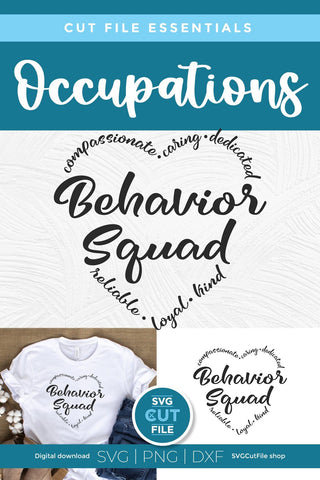 Behavior svg squad with heart shape for cutting machines - So Fontsy