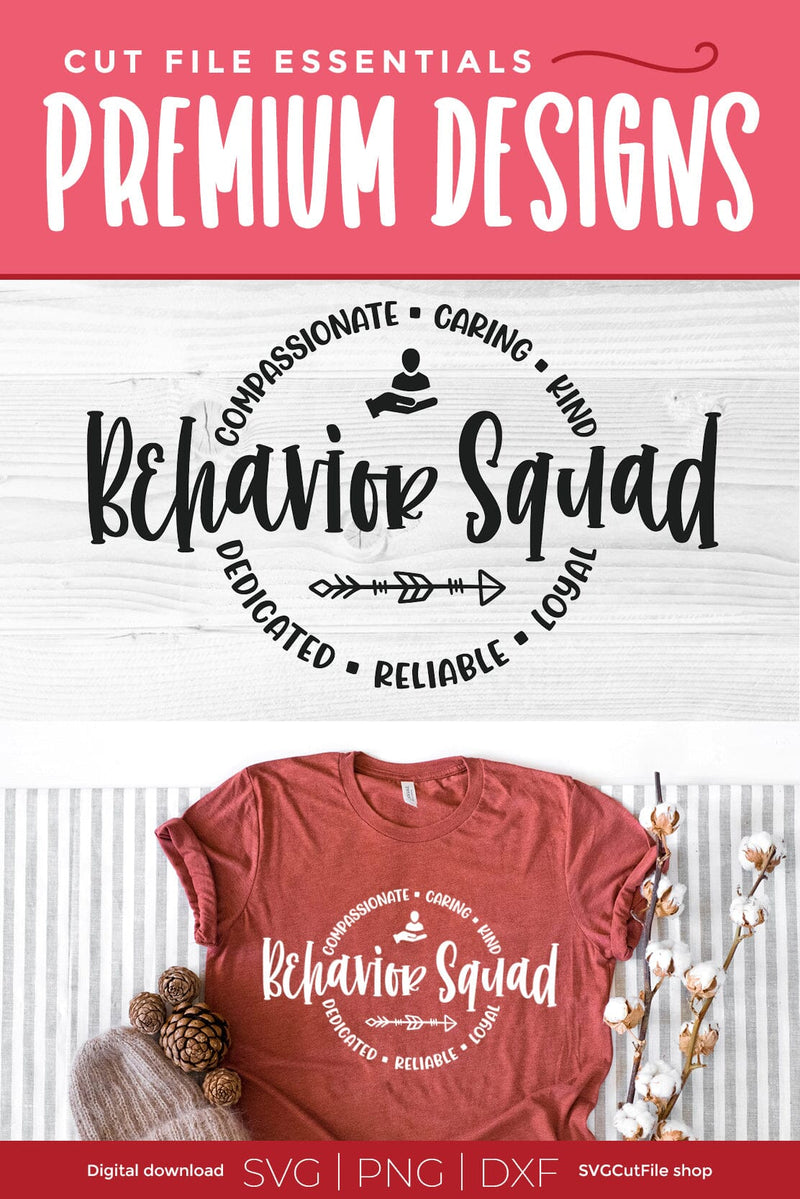 Behavior svg squad with round circle for cutting machines - So Fontsy
