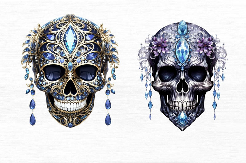 Bejeweled Face Skeleton Clipart - So Fontsy