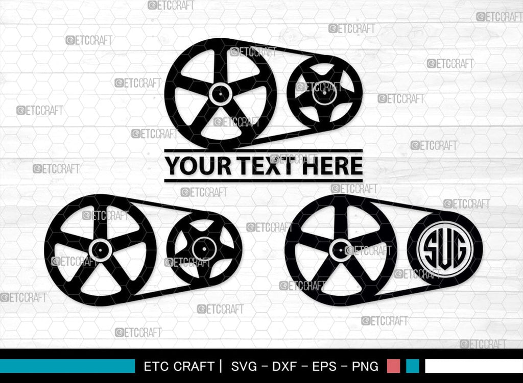 Belt Pulley Monogram, Belt Pulley Silhouette, Pulley SVG, Pulley Gears ...
