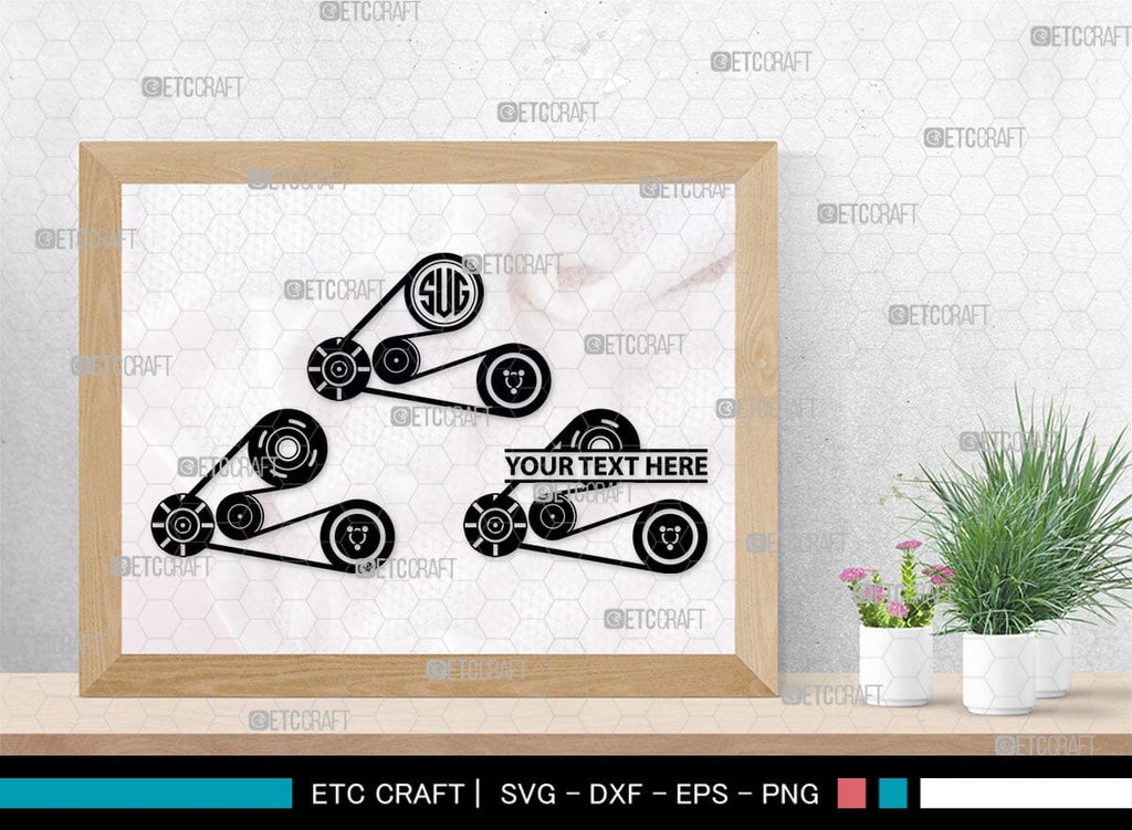 Belt Pulley Monogram, Belt Pulley Silhouette, Pulley SVG, Pulley Gears ...