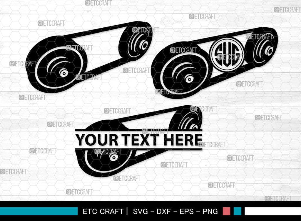 Belt Pulley Monogram, Belt Pulley Silhouette, Pulley SVG, Pulley Gears ...