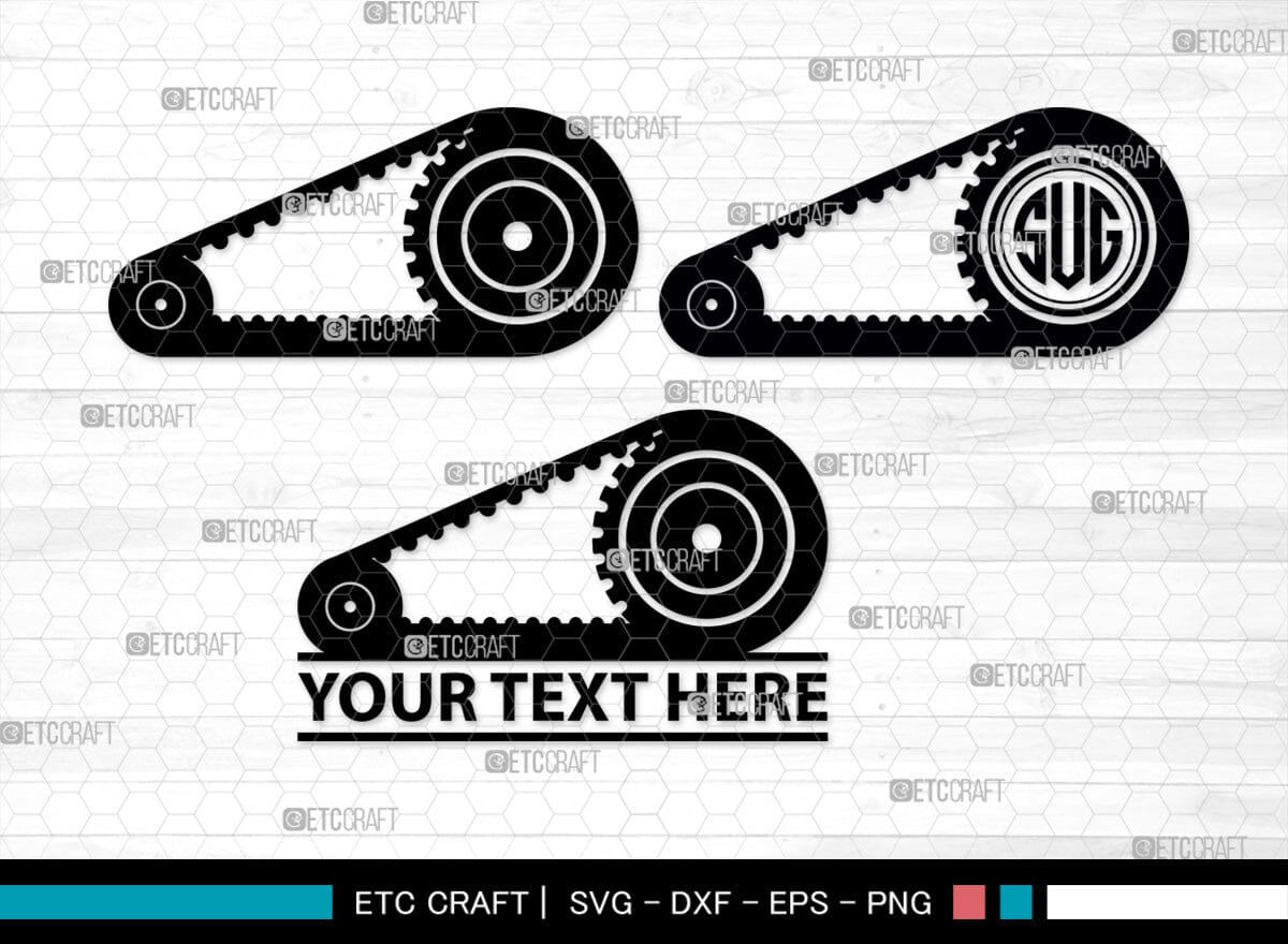 Belt Pulley Monogram, Belt Pulley Silhouette, Pulley SVG, Pulley Gears ...