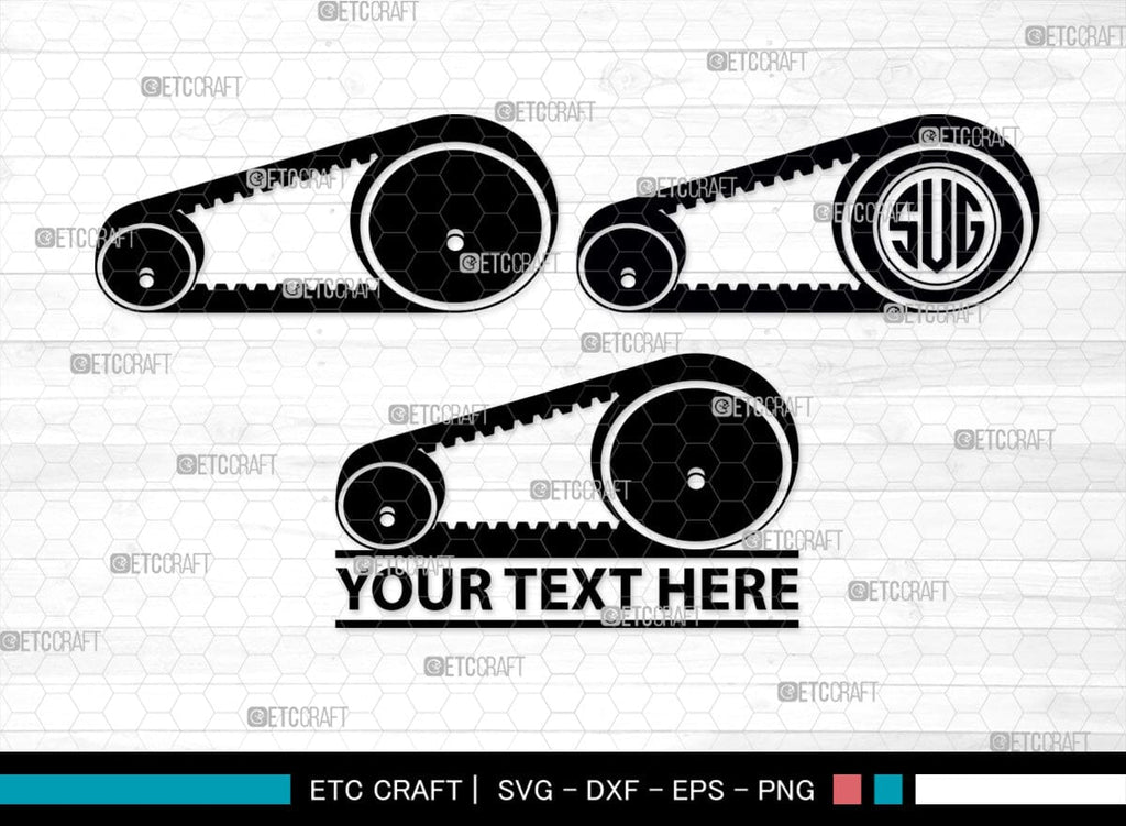 Belt Pulley Monogram, Belt Pulley Silhouette, Pulley SVG, Pulley Gears ...