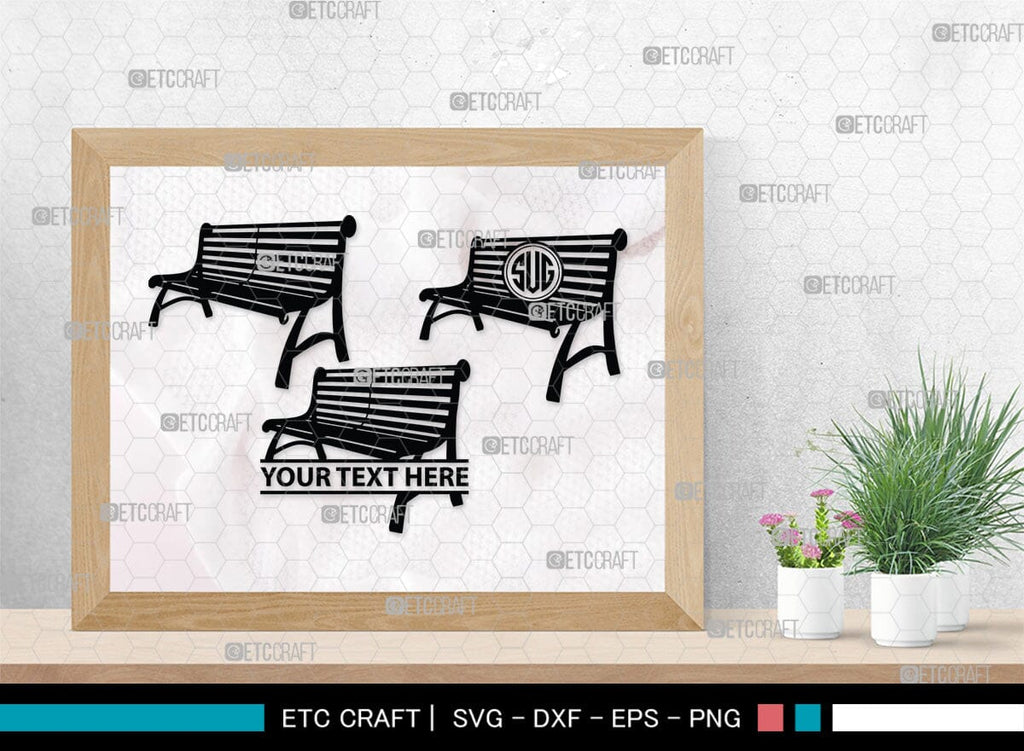 Bench Monogram, Bench Silhouette, Bench SVG, Park Bench Svg, Wooden ...