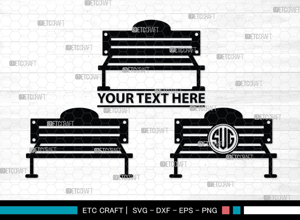 Bench Monogram, Bench Silhouette, Bench SVG, Park Bench Svg, Wooden ...