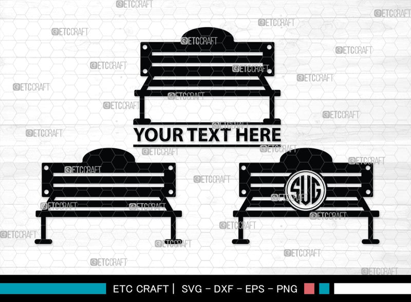 Bench Monogram, Bench Silhouette, Bench SVG, Park Bench Svg, Wooden ...