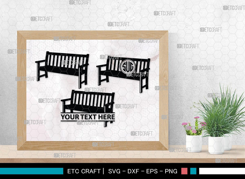 Bench Monogram, Bench Silhouette, Bench SVG, Park Bench Svg, Wooden ...