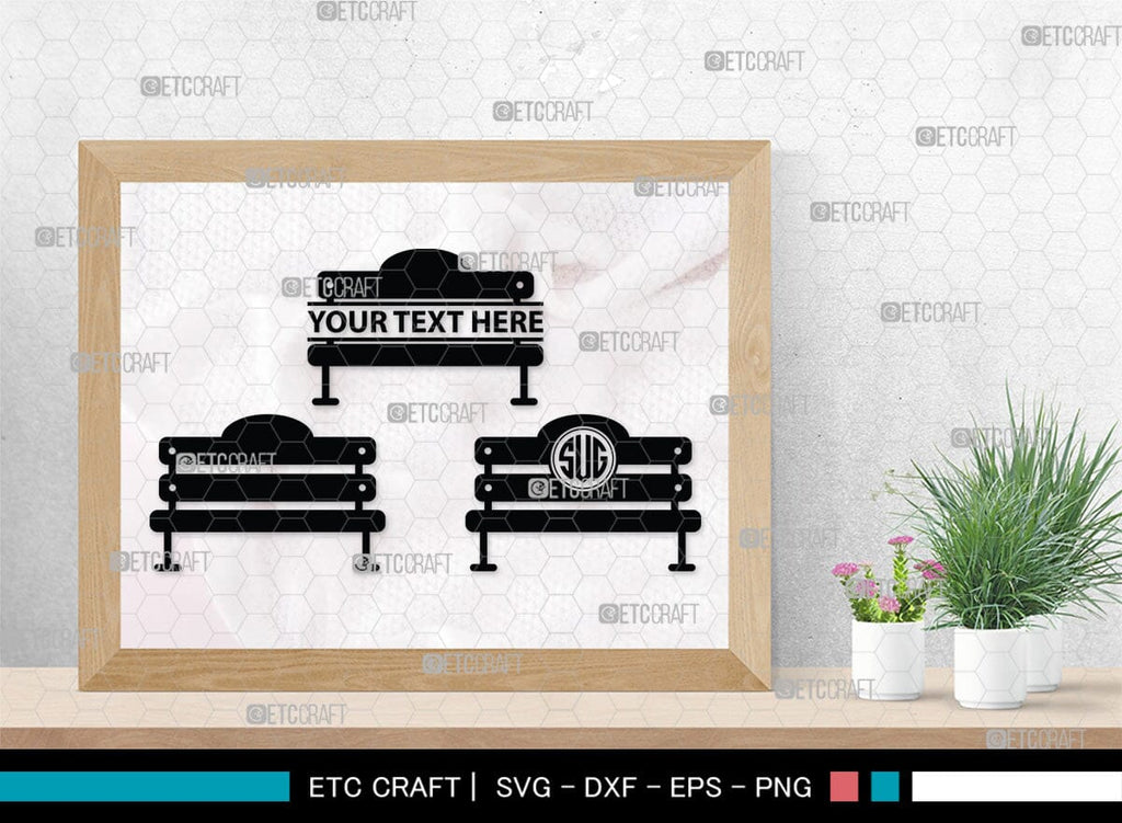 Bench Monogram, Bench Silhouette, Bench SVG, Park Bench Svg, Wooden ...