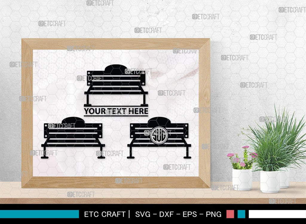 Bench Monogram, Bench Silhouette, Bench SVG, Park Bench Svg, Wooden ...