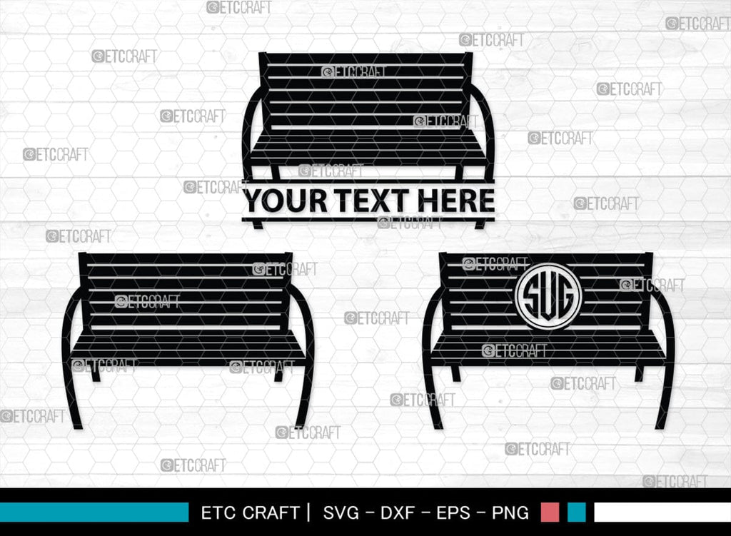 Bench Monogram, Bench Silhouette, Bench SVG, Park Bench Svg, Wooden ...