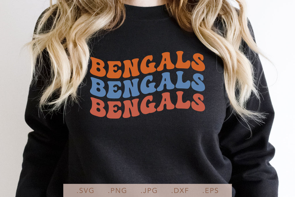 Bengals Groovy Vintage Wavy Design SVG DXF JPG PNG EPS | School Team ...