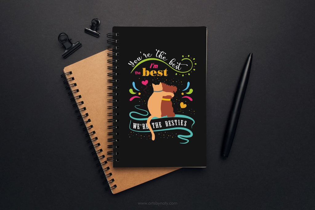 Besties Cat and Dog funny SVG quote clipart. - So Fontsy