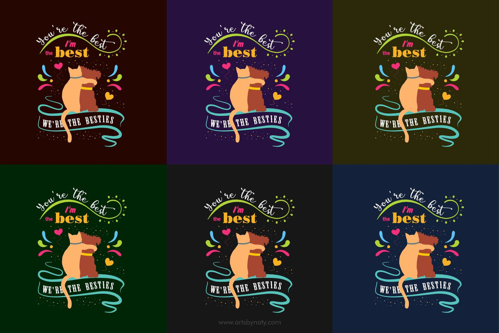 Besties Cat and Dog funny SVG quote clipart. - So Fontsy
