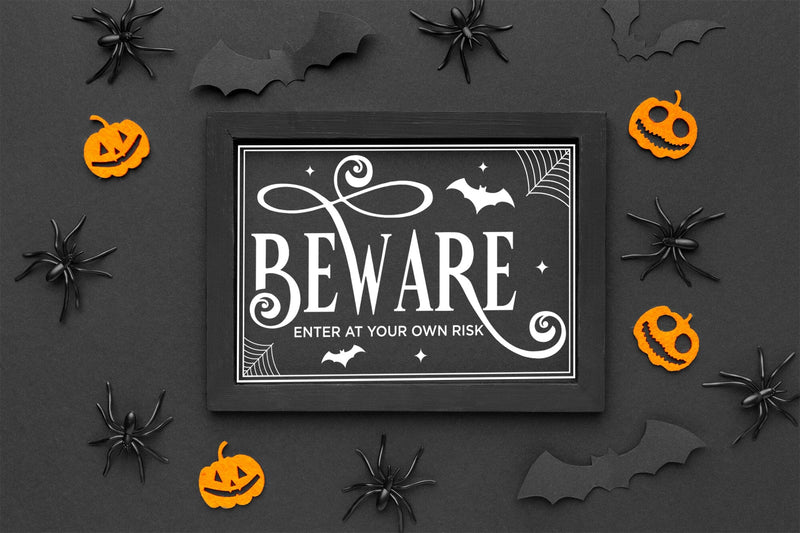 Beware Enter at Your Own Risk | Halloween Sign SVG - So Fontsy