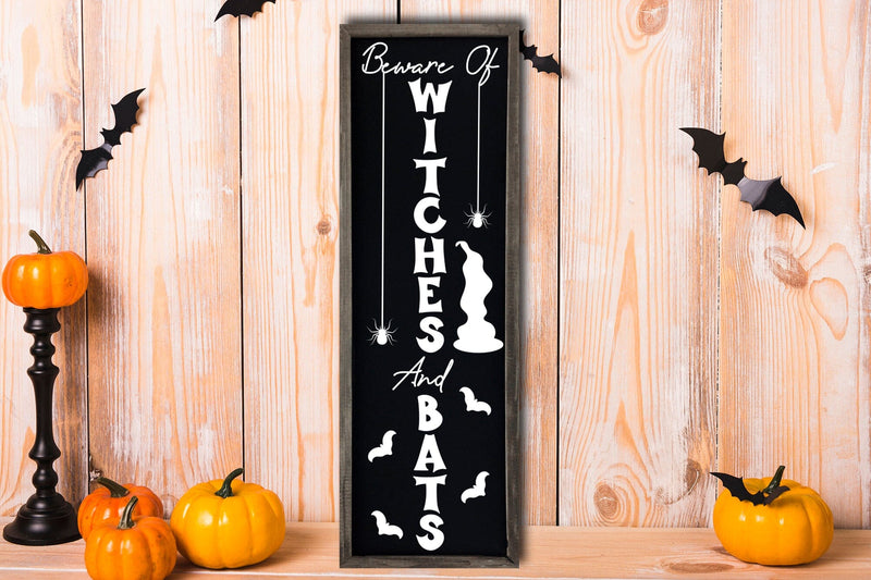 Beware of Witches and Bats - Porch Sign SVG - So Fontsy