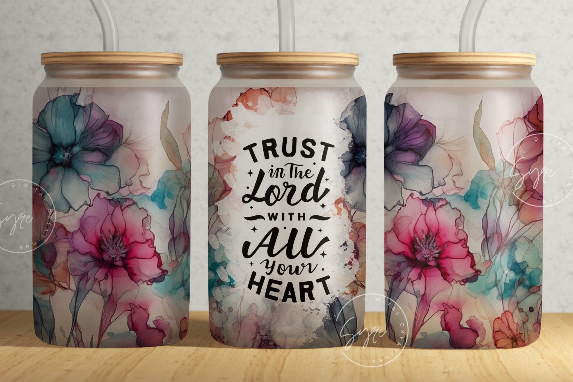 Bible Verse Glass Can, Trust In Lord, Religious Tumbler, Motivational ...