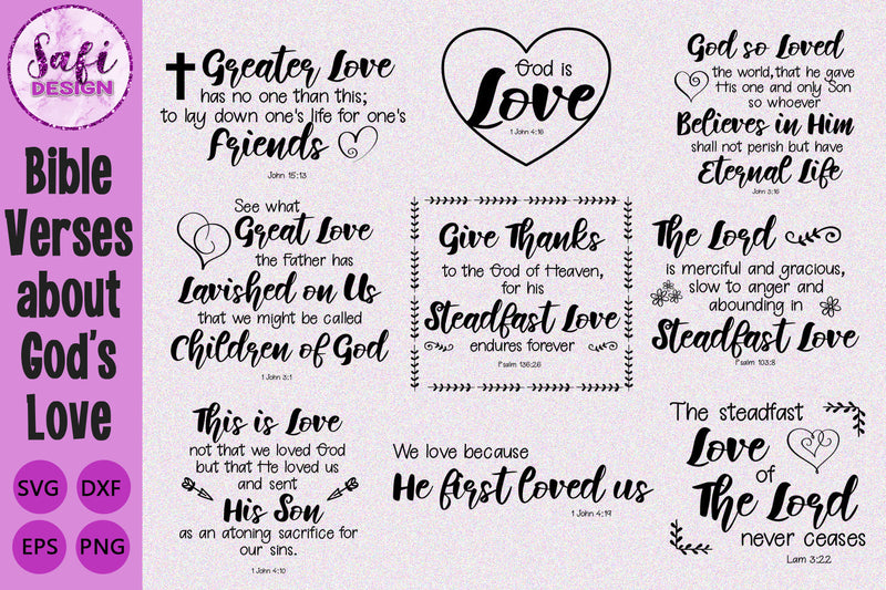 Bible Verses about God's Love Cut File Bundle - So Fontsy