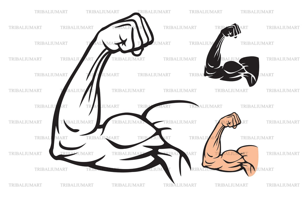 Biceps muscle flexing. Cut files for Cricut. Clip Art (eps, svg, pdf ...